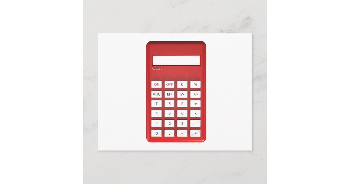 Red calculator calculator postcard | Zazzle