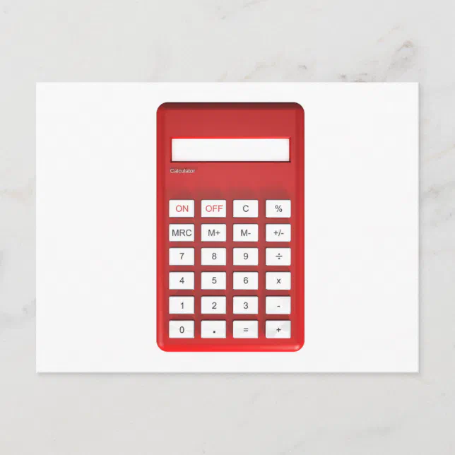 Red calculator calculator postcard | Zazzle