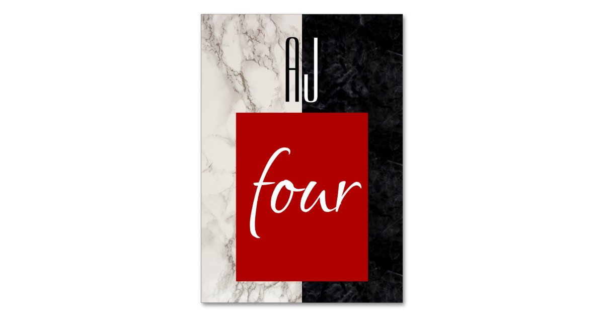 Red Calligraphy Wedding Table Number | Zazzle