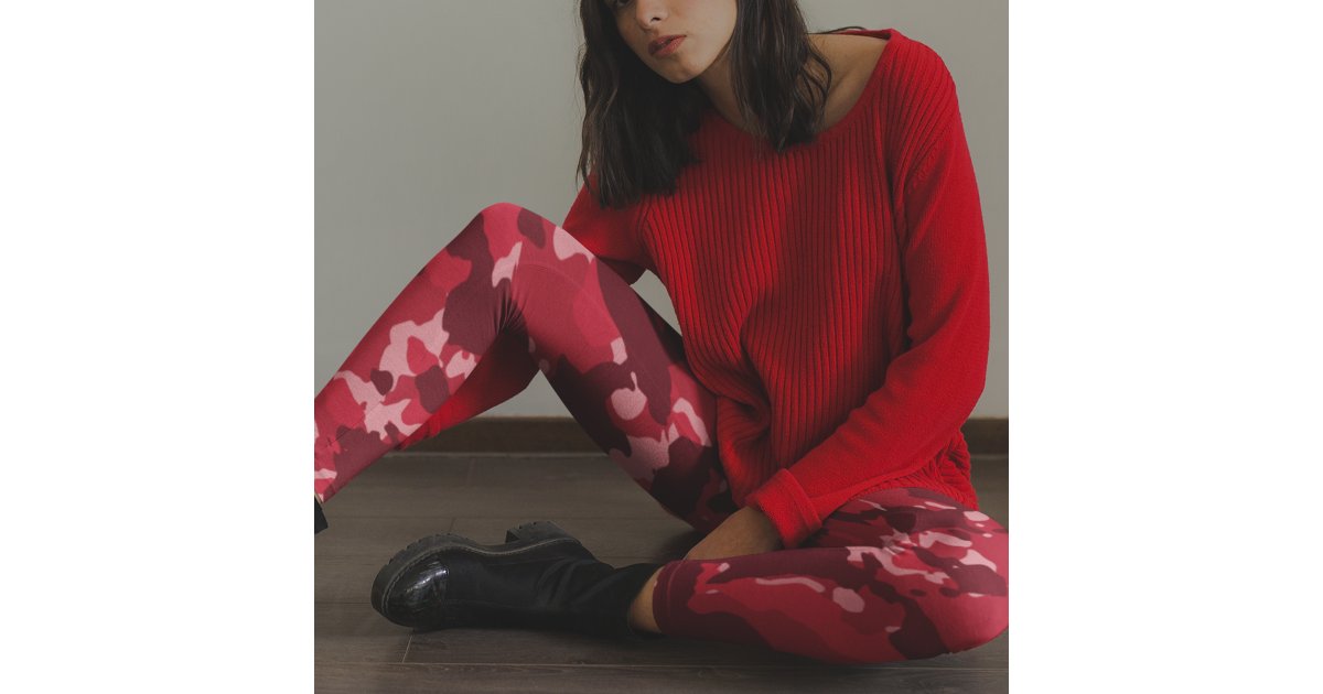 Red Camouflage Camo Pattern Military Leggings | Zazzle