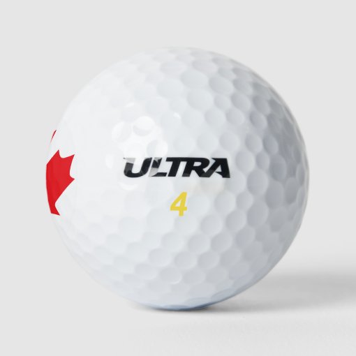 Red Canadian Maple Leaf from flag of Canada Golf Balls | Zazzle