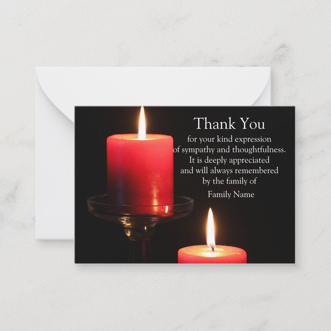 Red Candle Light Thank You Card | Zazzle