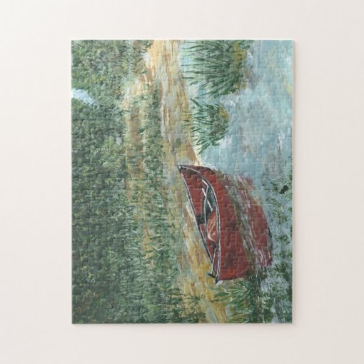 Red Canoe in Pump Slough Jigsaw Puzzle | Zazzle