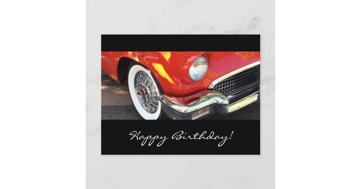 Red car - birthday postcard | Zazzle