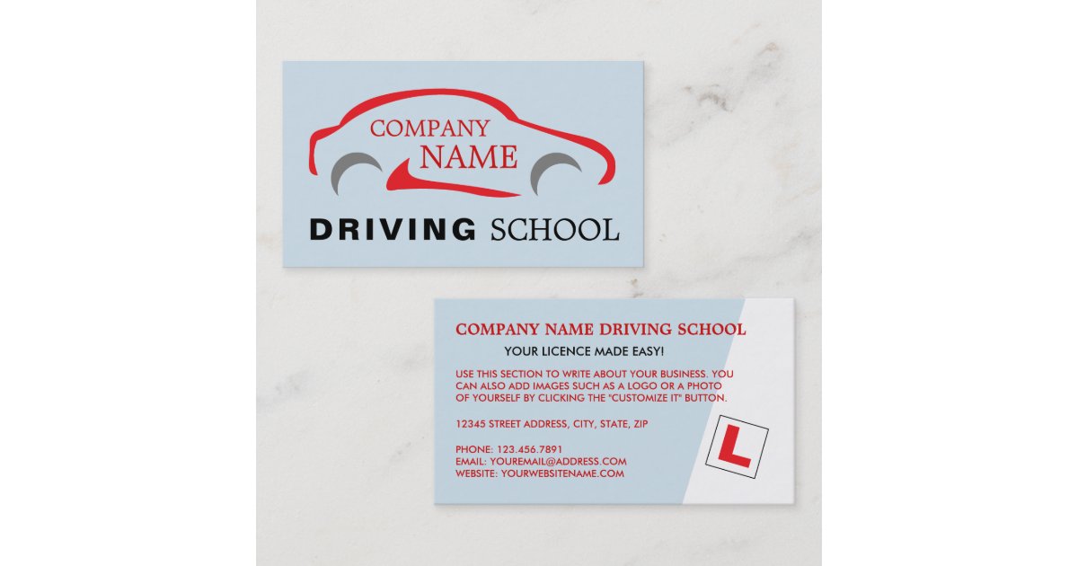 Red Car Logo, Driving School, Instructor Business Card | Zazzle