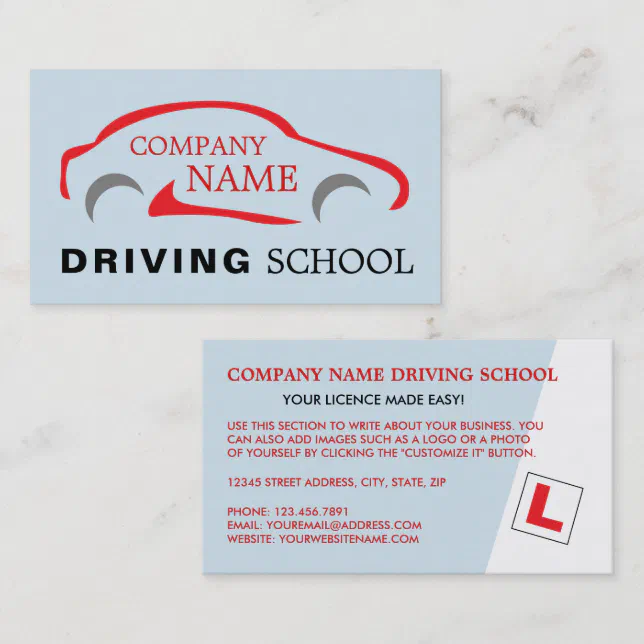 Red Car Logo, Driving School, Instructor Business Card | Zazzle