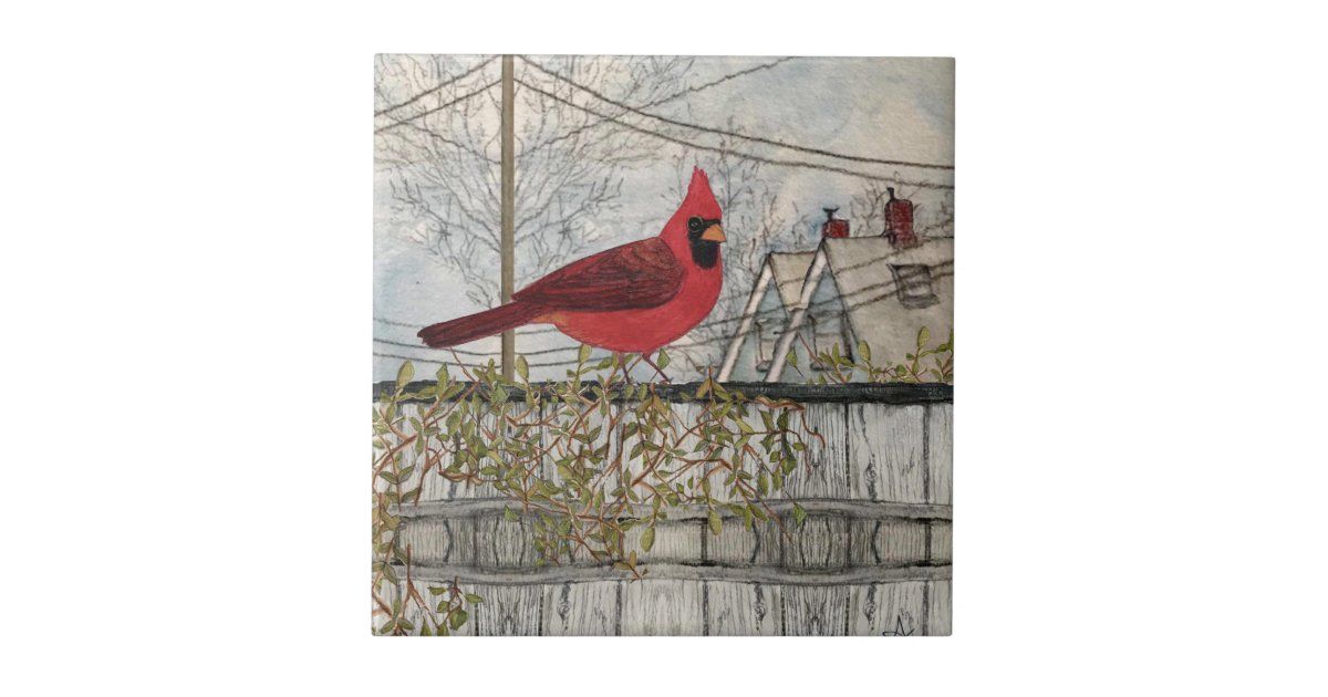 Red Cardinal Bird City Ceramic Tile | Zazzle