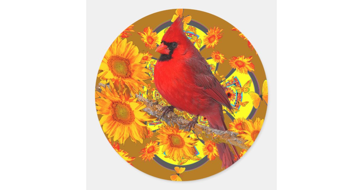 red cardinal bird classic round sticker | Zazzle