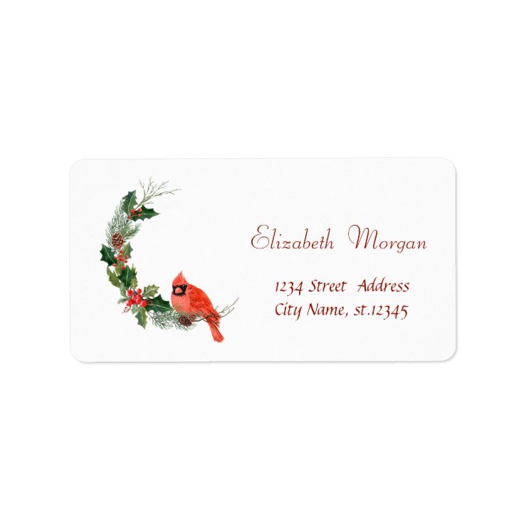 Red Cardinal Bird Holiday Label | Zazzle