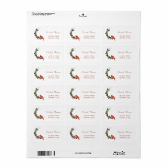 Red Cardinal Bird Holiday Label | Zazzle