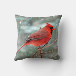 Red Cardinal Bird Home Decor Accent Throw Pillow | Zazzle