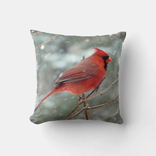 Red Cardinal Bird Home Decor Accent Throw Pillow | Zazzle