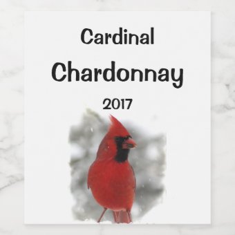 Red Cardinal Bird in White Snow Wine Label | Zazzle