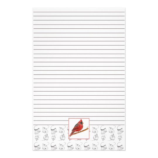 Red Cardinal Bird Lined Stationery | Zazzle.com