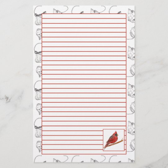 Red Cardinal Bird Lined Stationery Paper | Zazzle.com