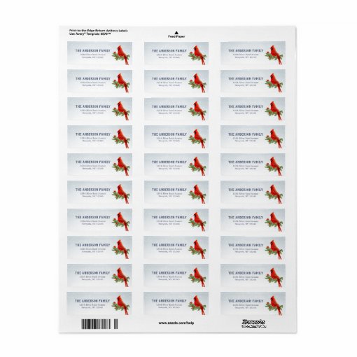 Red Cardinal Bird Return Address Labels | Zazzle