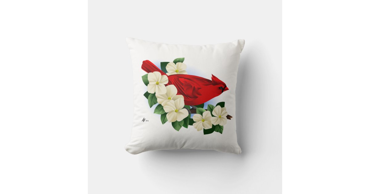 Red Cardinal Bird Throw Pillow | Zazzle