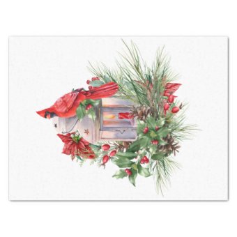 Red Cardinal Bird Watercolor Winter Christmas Tissue Paper | Zazzle