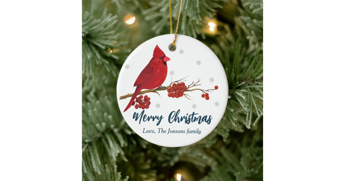 Red Cardinal Birthday Christmas Ornament | Zazzle