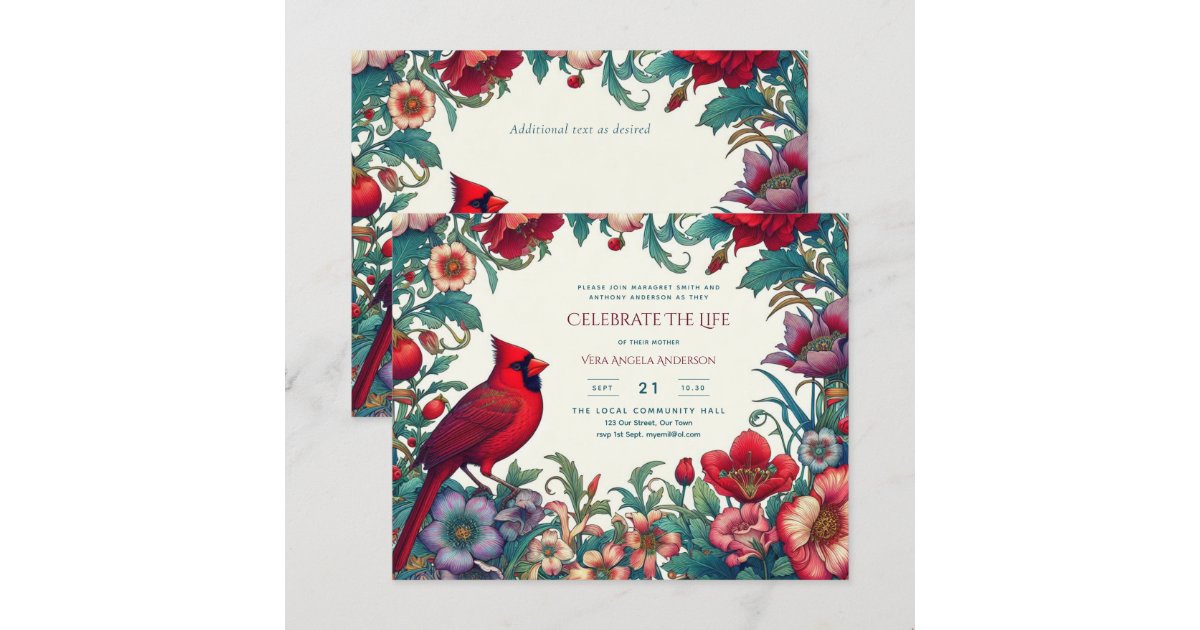Red Cardinal Celebration of Life Funeral Memorial | Zazzle