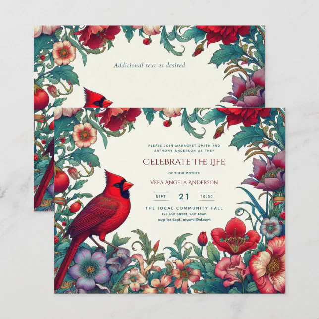 Red Cardinal Celebration of Life Funeral Memorial | Zazzle