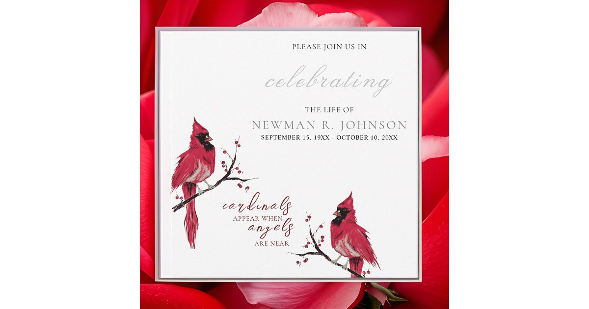 Red Cardinal Celebration of Life Invitation | Zazzle