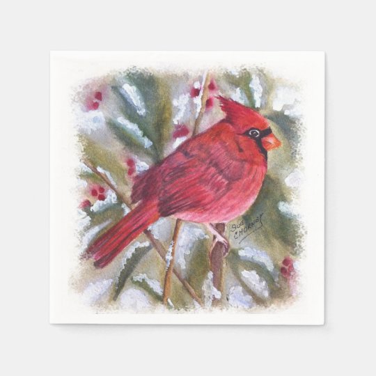 Red Cardinal Christmas Napkins | Zazzle.com