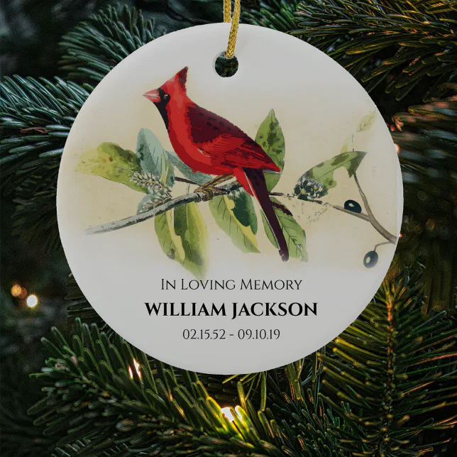Red Cardinal Christmas Tree Ceramic Ornament | Zazzle