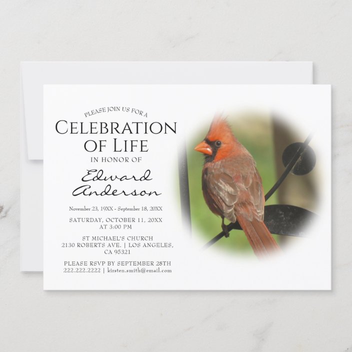 Red Cardinal | Funeral | Celebration of Life Invitation | Zazzle.com