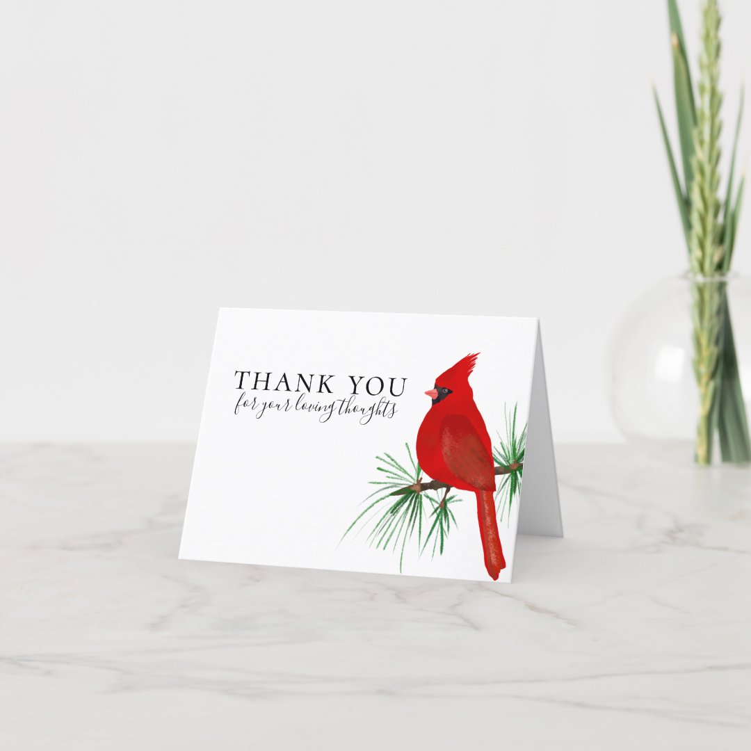 Red Cardinal Funeral Thank You Card | Zazzle