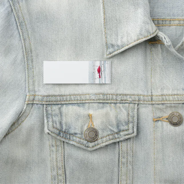 Red Cardinal in beautiful snowy Birch Tree Forest Name Tag | Zazzle