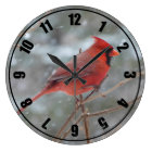 Red cardinal in Winter Square Wall Clock | Zazzle.com
