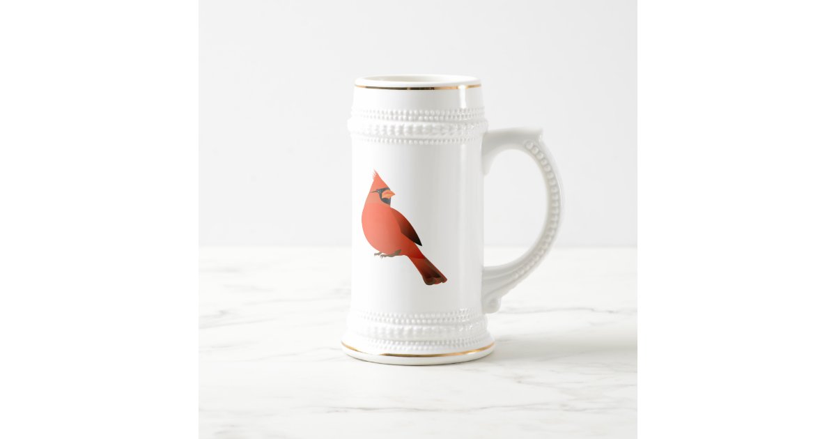 Red Cardinal Male Bird Beer Stein | Zazzle