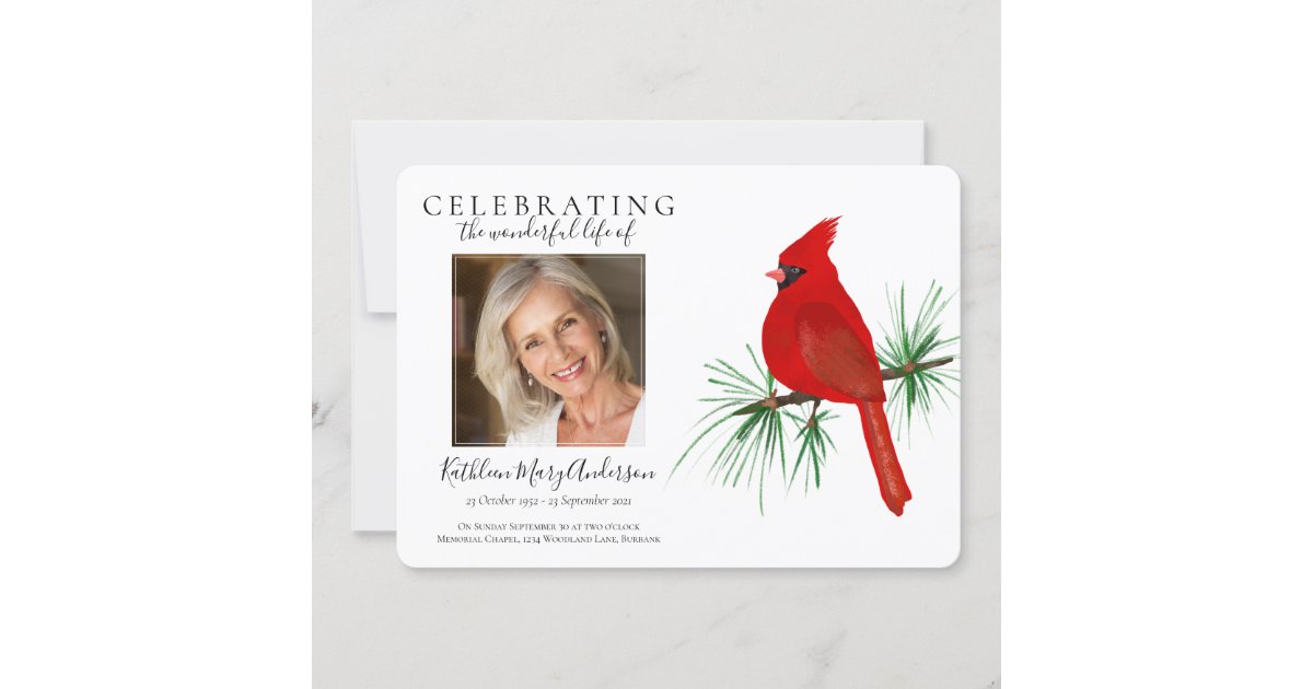 Red Cardinal Memorial Service Invitation | Zazzle