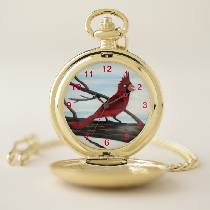 Red Cardinal Pocket Watch | Zazzle.com