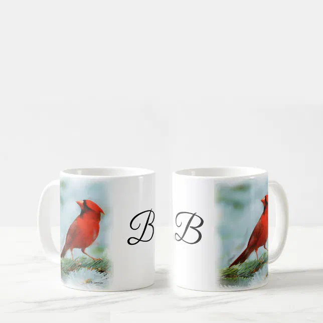 Red Cardinal Print Personalized Coffee Mug | Zazzle