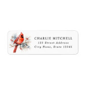 Red cardinal watercolor Christmas return address Label | Zazzle