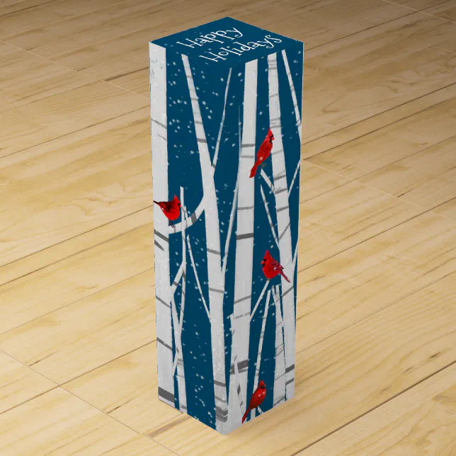 Red Cardinals In White Birch Trees Wine Box | Zazzle