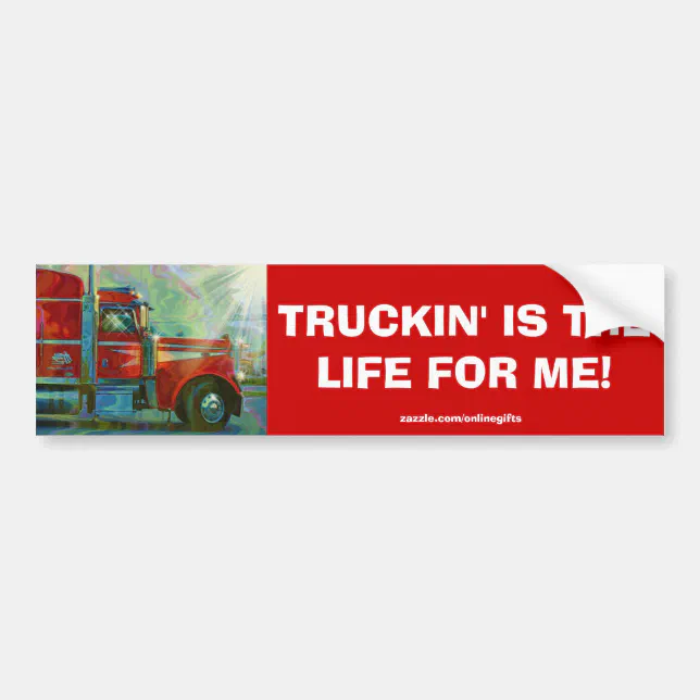 RED CARGO TRUCK BIG RIG TRUCKERS Bumper Sticker | Zazzle