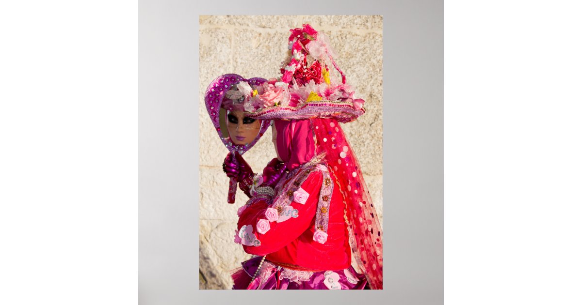 Red Carnival Costume, Venice Poster | Zazzle