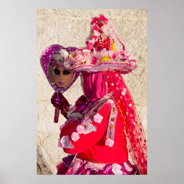 Red Carnival Costume, Venice Poster | Zazzle