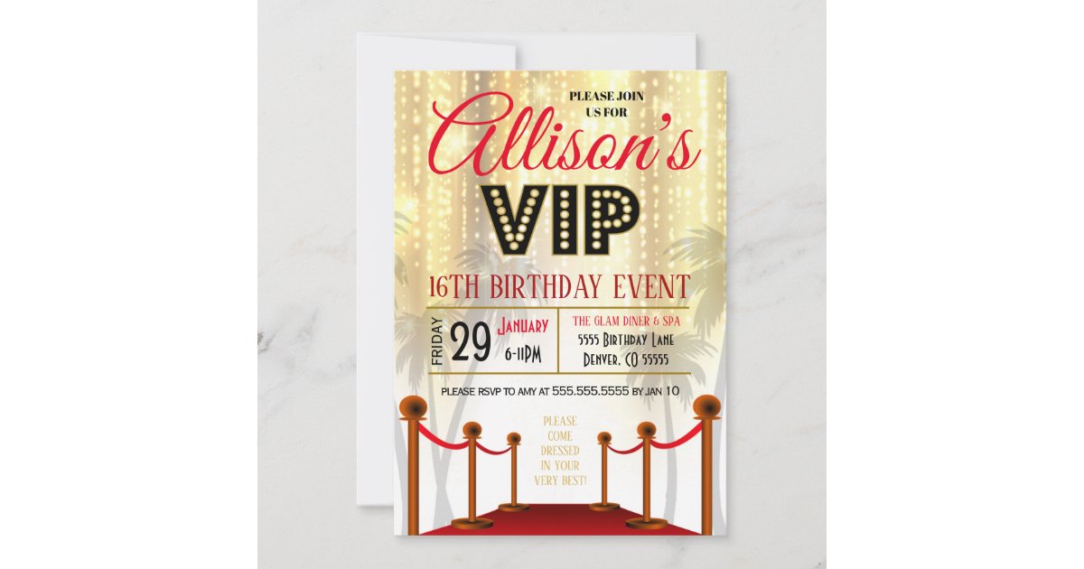 Red Carpet Birthday Invitation | Zazzle