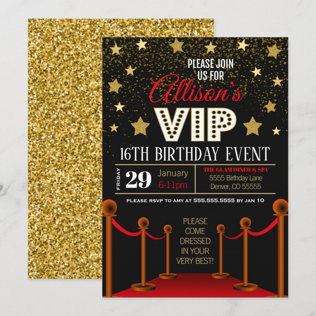 Red Carpet Birthday Invitation | Zazzle