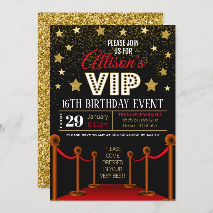 Red Carpet Birthday Invitation | Zazzle