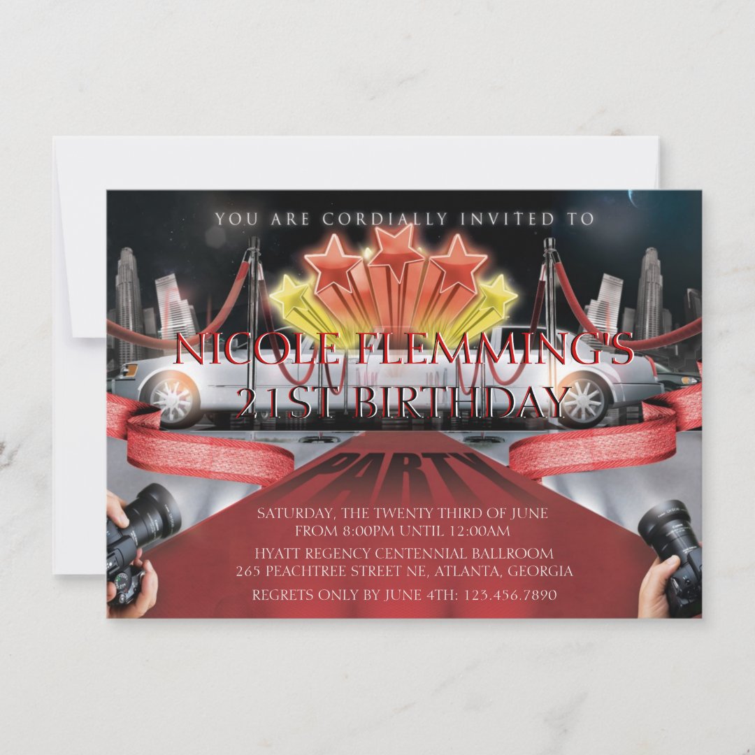 Red Carpet Birthday Invitation | Zazzle