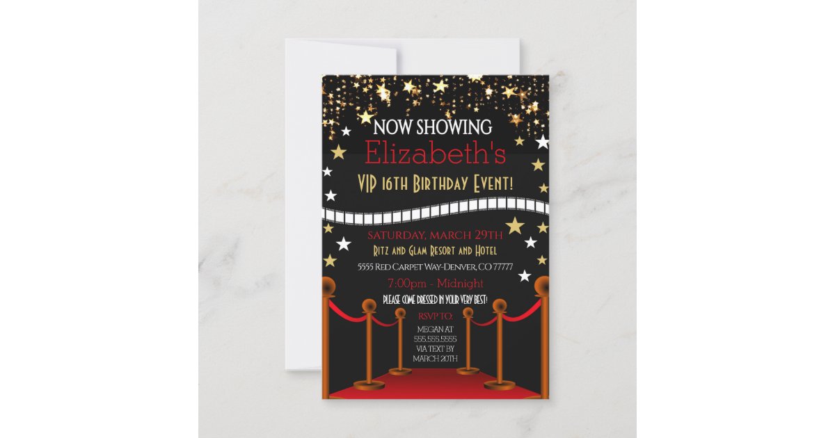 Red Carpet Birthday Invitation | Zazzle