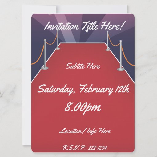 Red Carpet Celebrity party invite | Zazzle