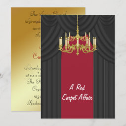 Red Carpet Gold Chandelier Prom Invitations | Zazzle