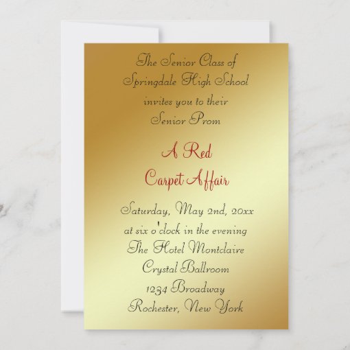 Red Carpet Gold Chandelier Prom Invitations | Zazzle