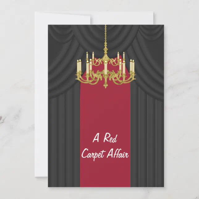 Red Carpet Gold Chandelier Prom Invitations | Zazzle